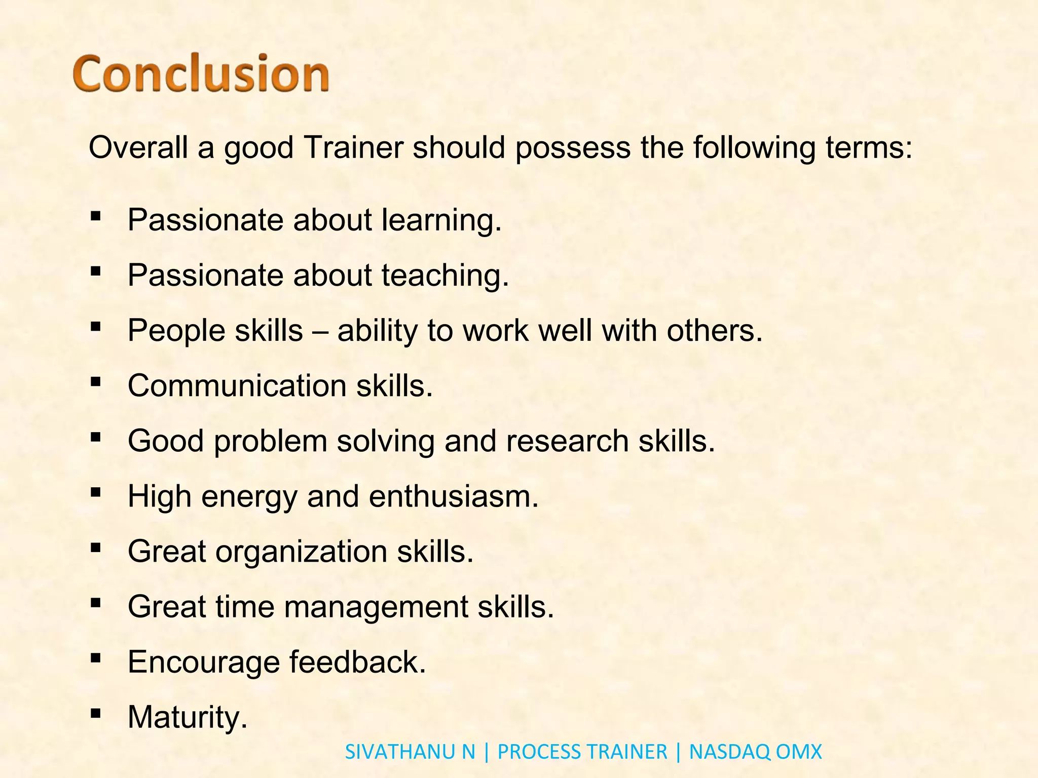 Skills of an Effective Trainer | PPT