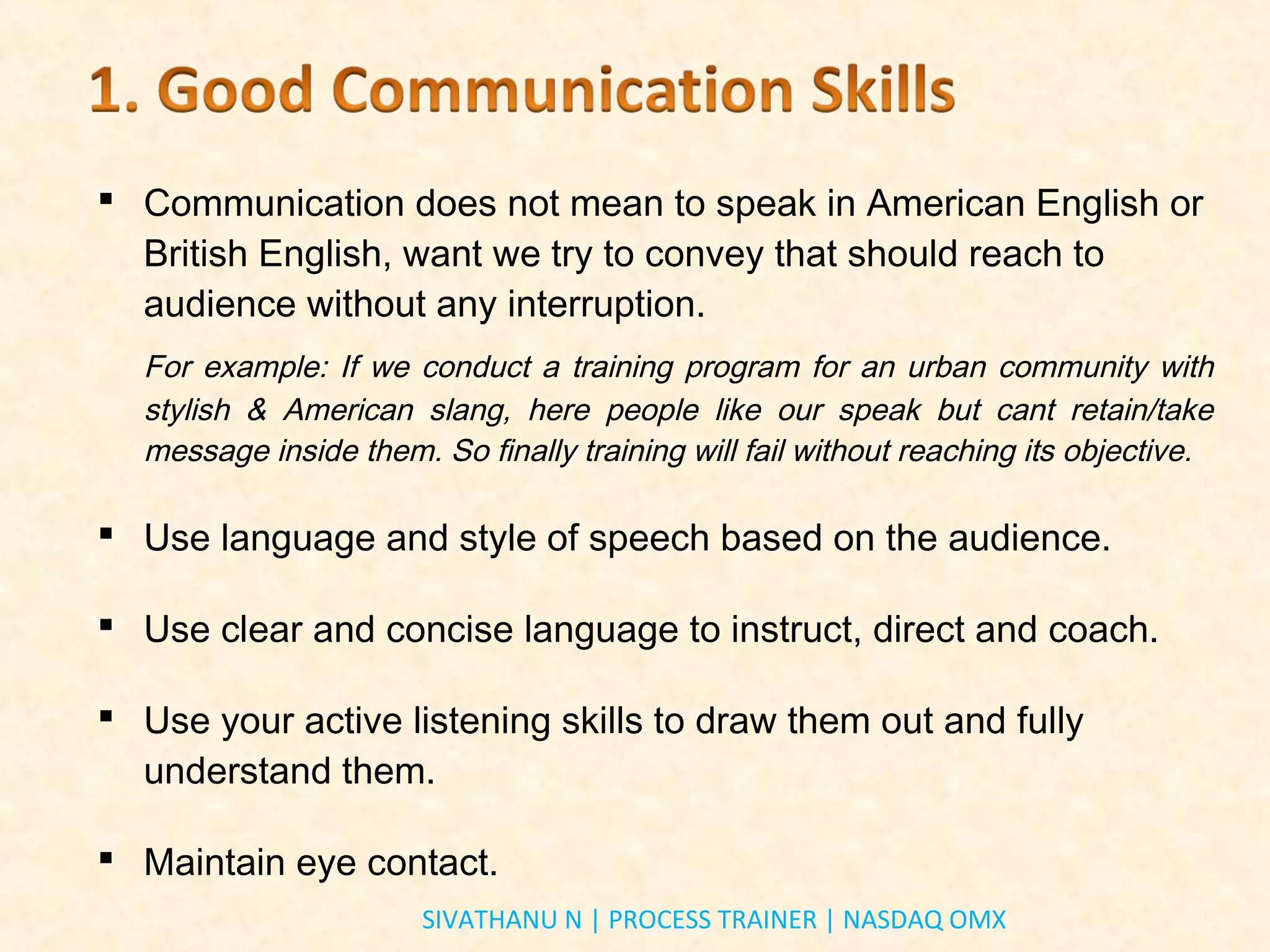 Skills of an Effective Trainer | PPT