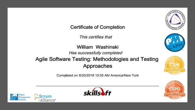 Agile and Scrum Certificates of Completion - Professional Development | PPT
