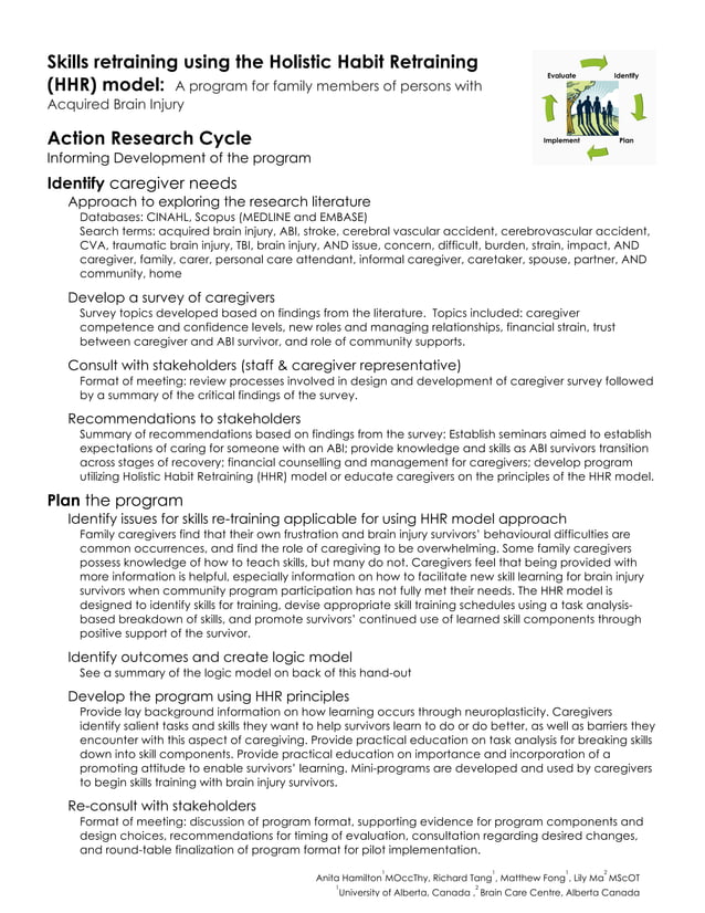 Skills retraining using the HHR model (handout). | PDF