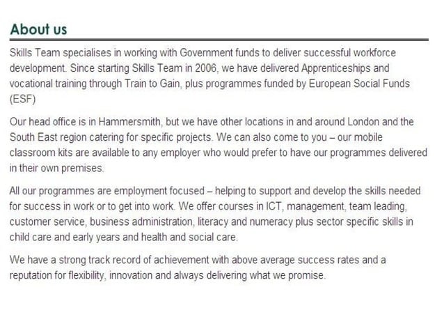 Skills Team Funded Training | PPT