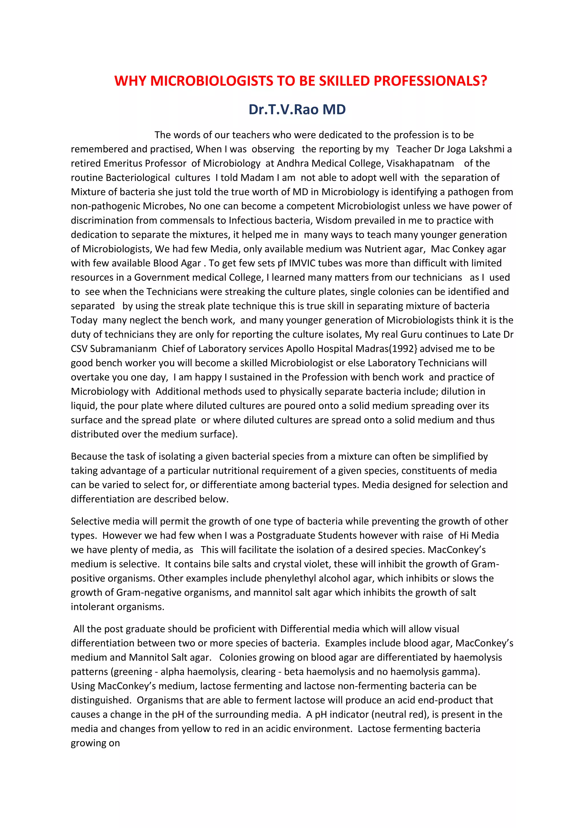 Skills to be practised in diagnostic microbiology | PDF