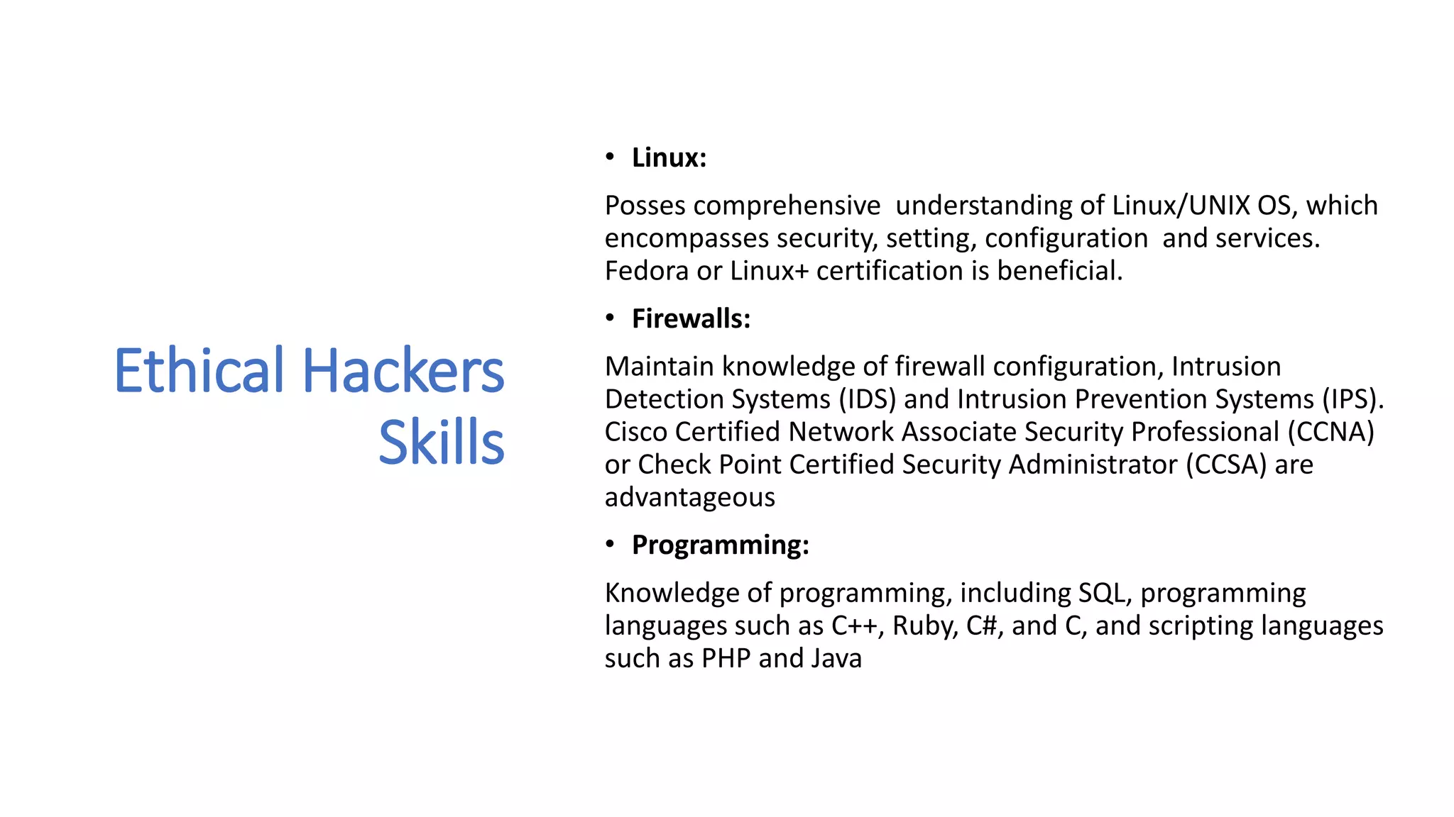 Skills you need to become a ethical hacker | PPT