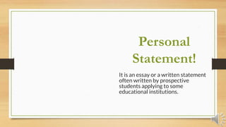 Skills you need to write a strong personal statement | PPT