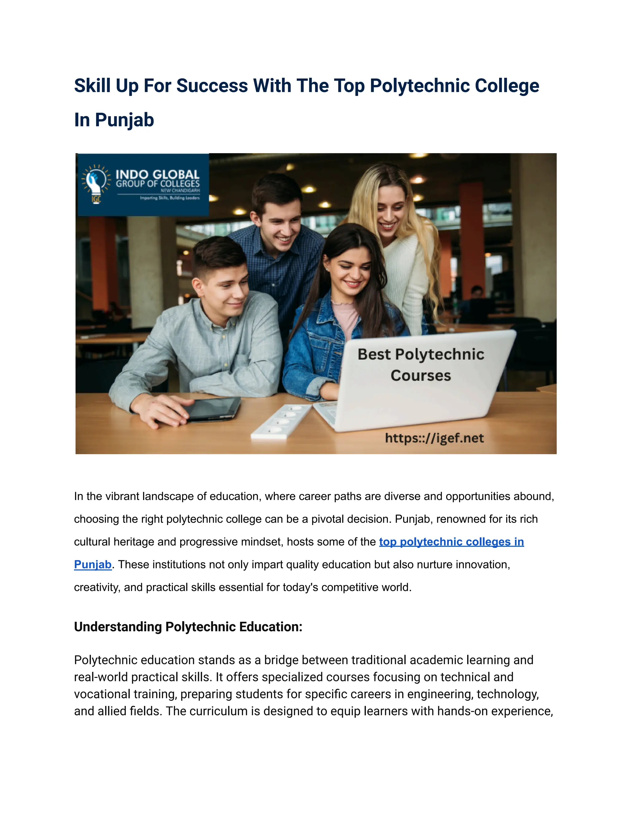 Skill Up For Success With The Top Polytechnic College In Punjab.pdf