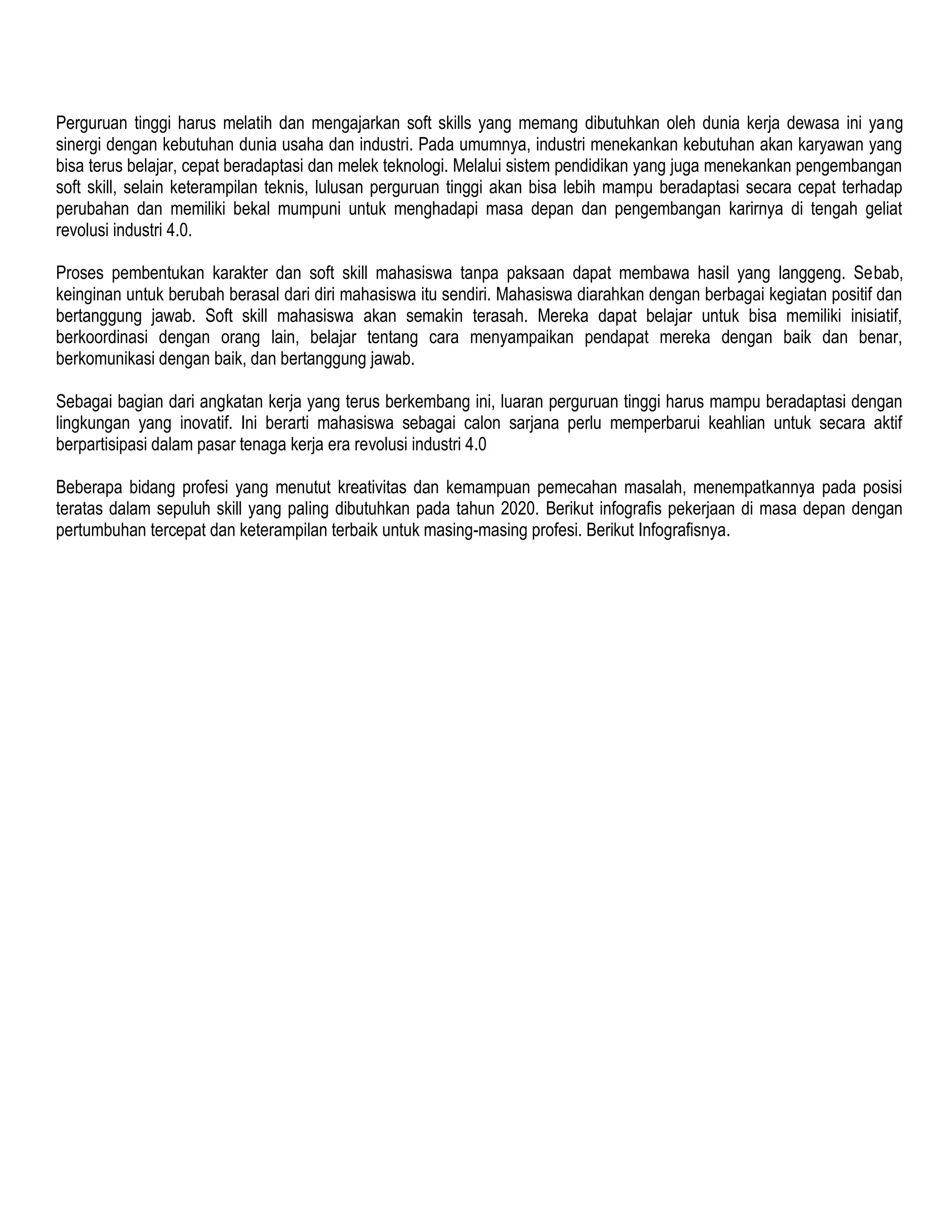 Skill yang harus dimiliki Lulusan Perguruan Tinggi di era industri 4.0 | PDF