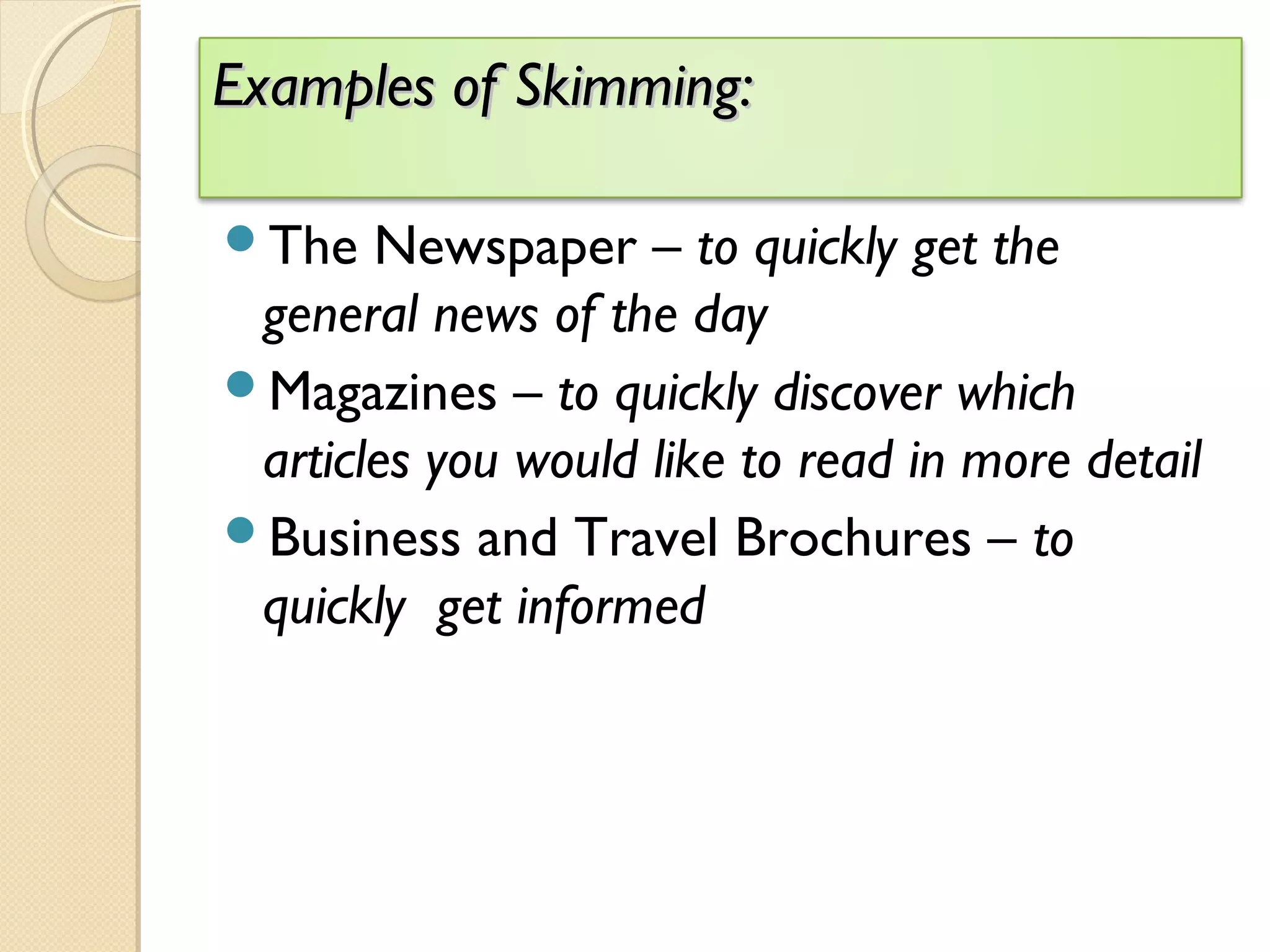 Skimming and Scanning | PPT