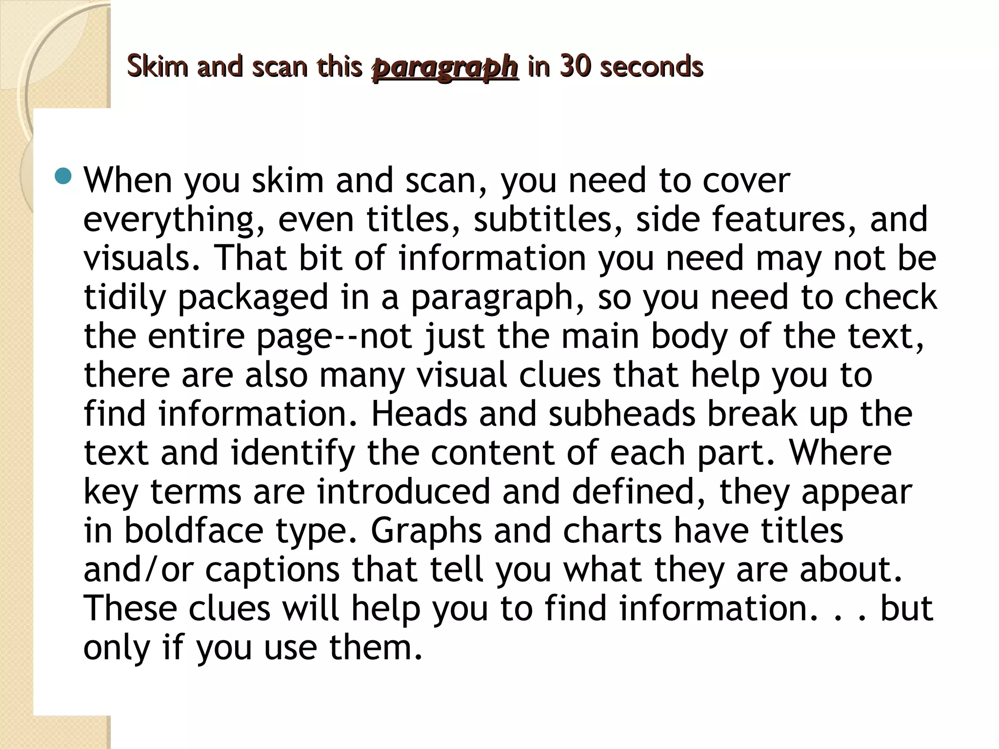 Skimming and Scanning | PPT