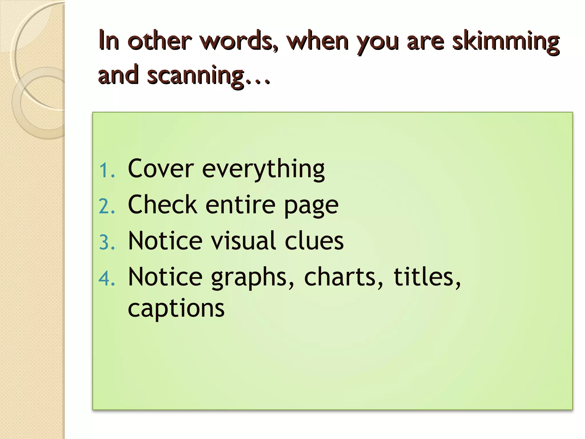 Skimming and Scanning | PPT