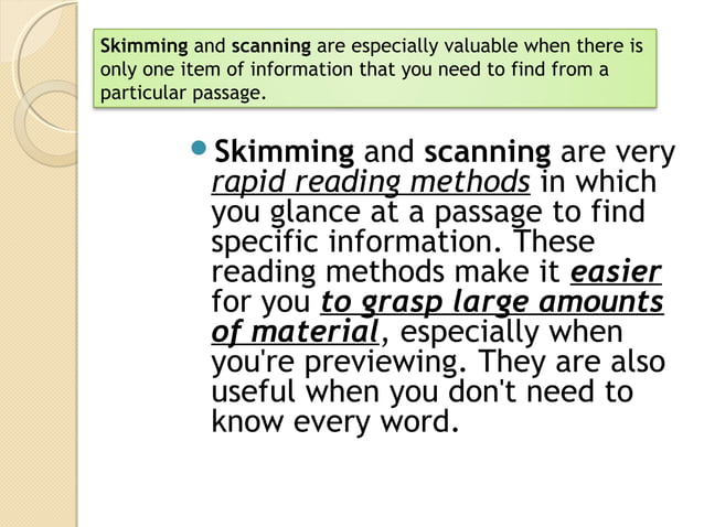 Skimming and Scanning | PPT | Internet for Beginners | Internet
