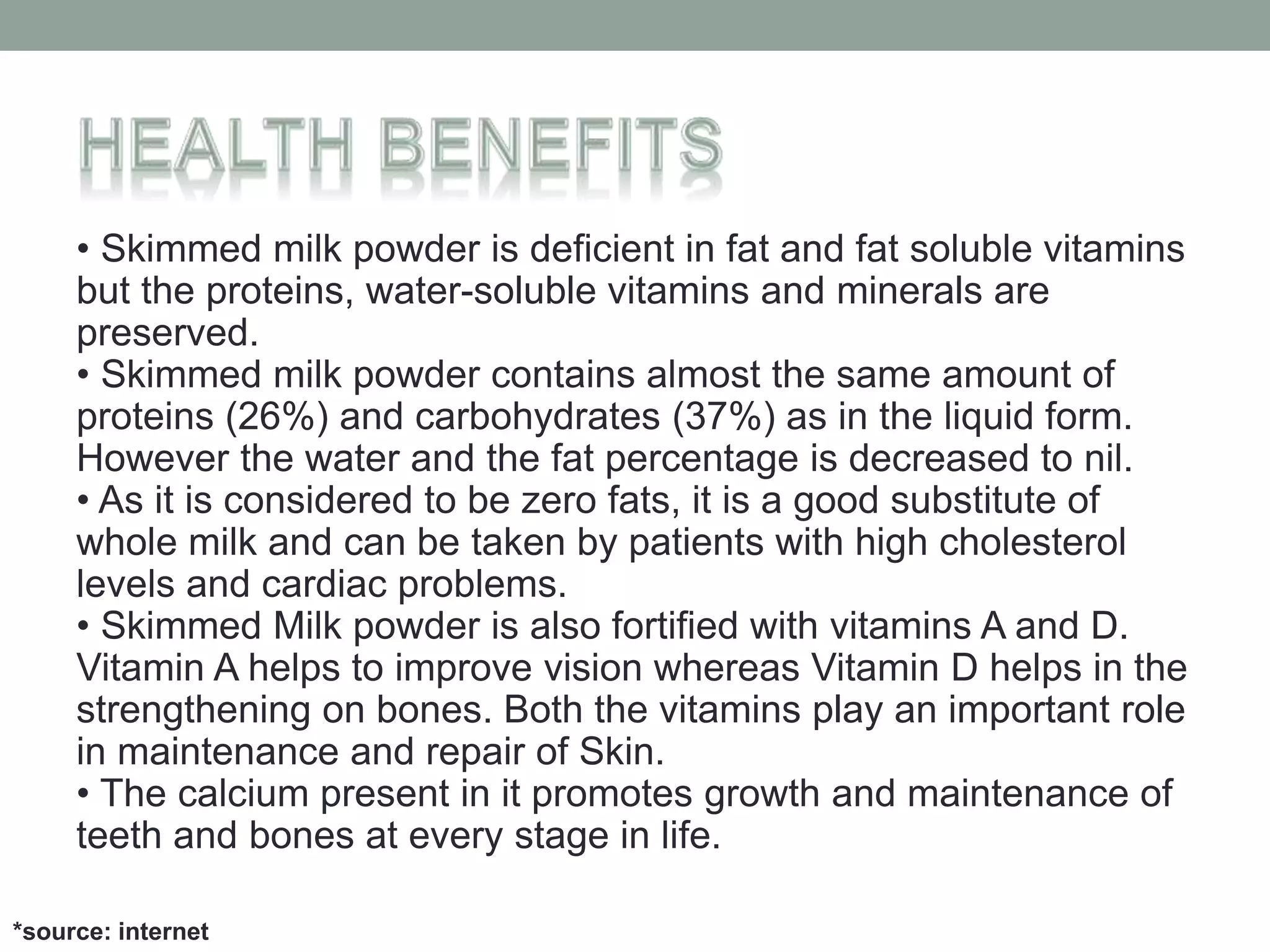 Skim milk and skim milk powder | PPTX