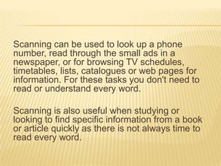 Skimming and scanning | PPTX
