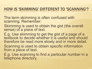 Skimming and scanning | PPTX