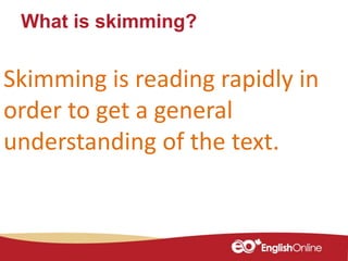 Skimming and scanning | PPTX