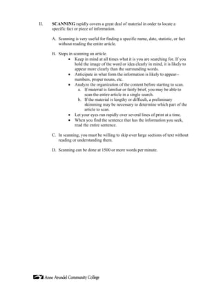 Skimming and scanning | PDF