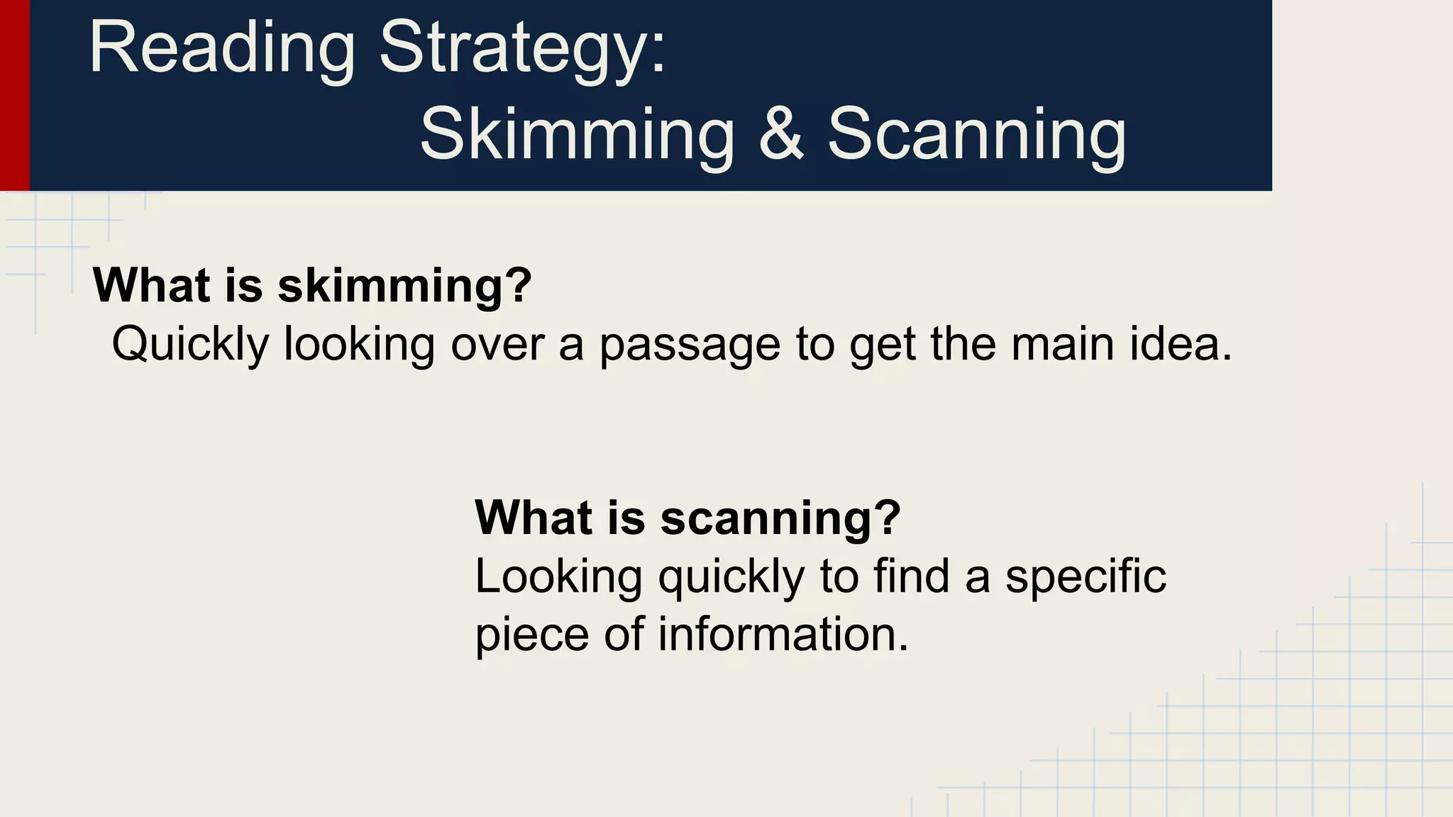 Skimming and scanning powerpoint | PPTX