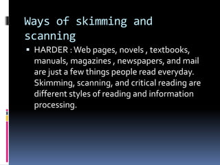 Skimming and scanning techniques gec bvn production sem 1 | PPTX