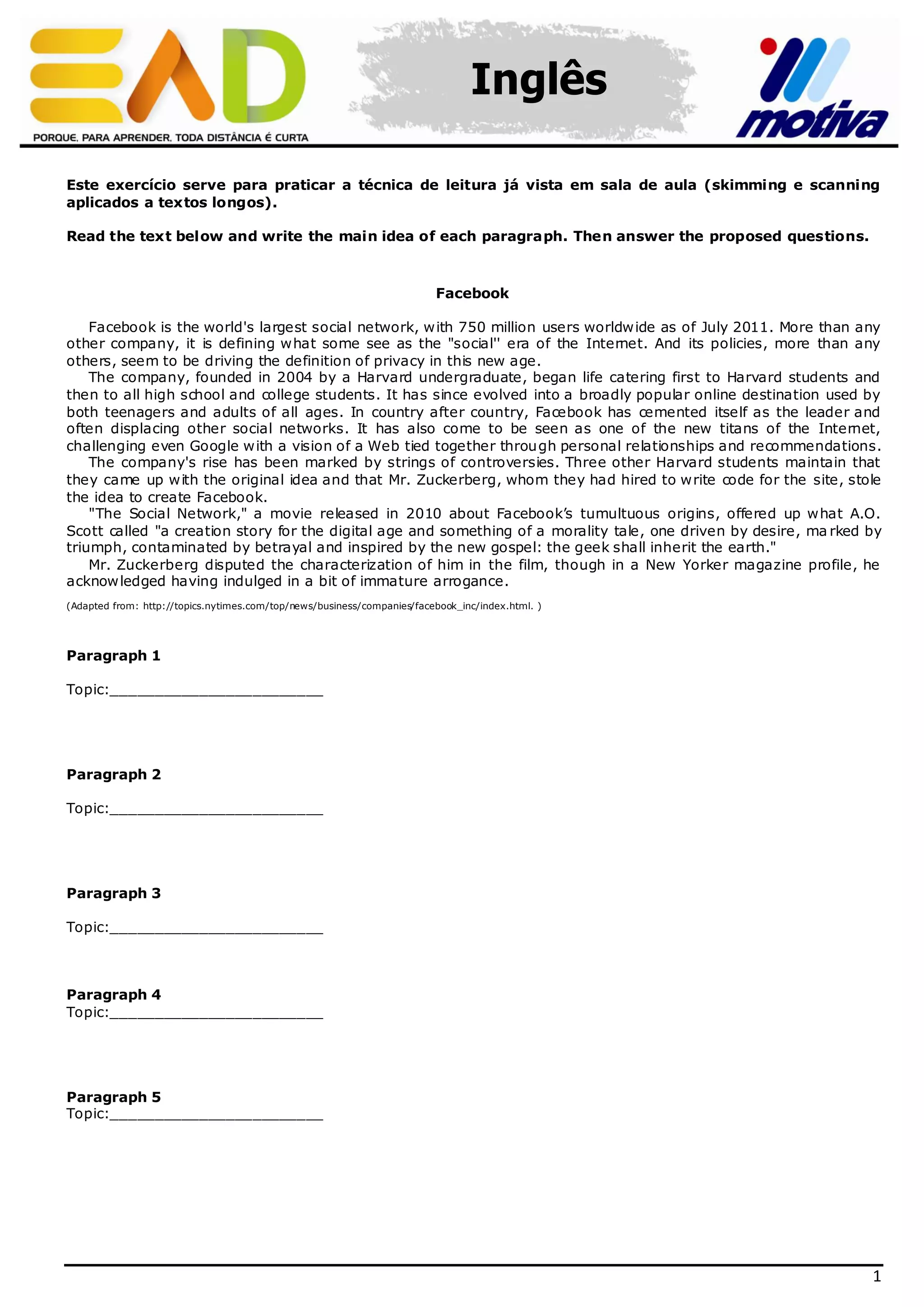 Skimming e Scanning | PDF