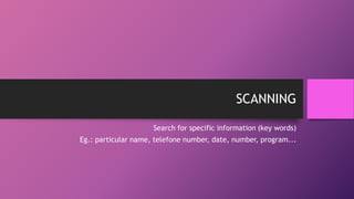 Skimming scanning | PPTX