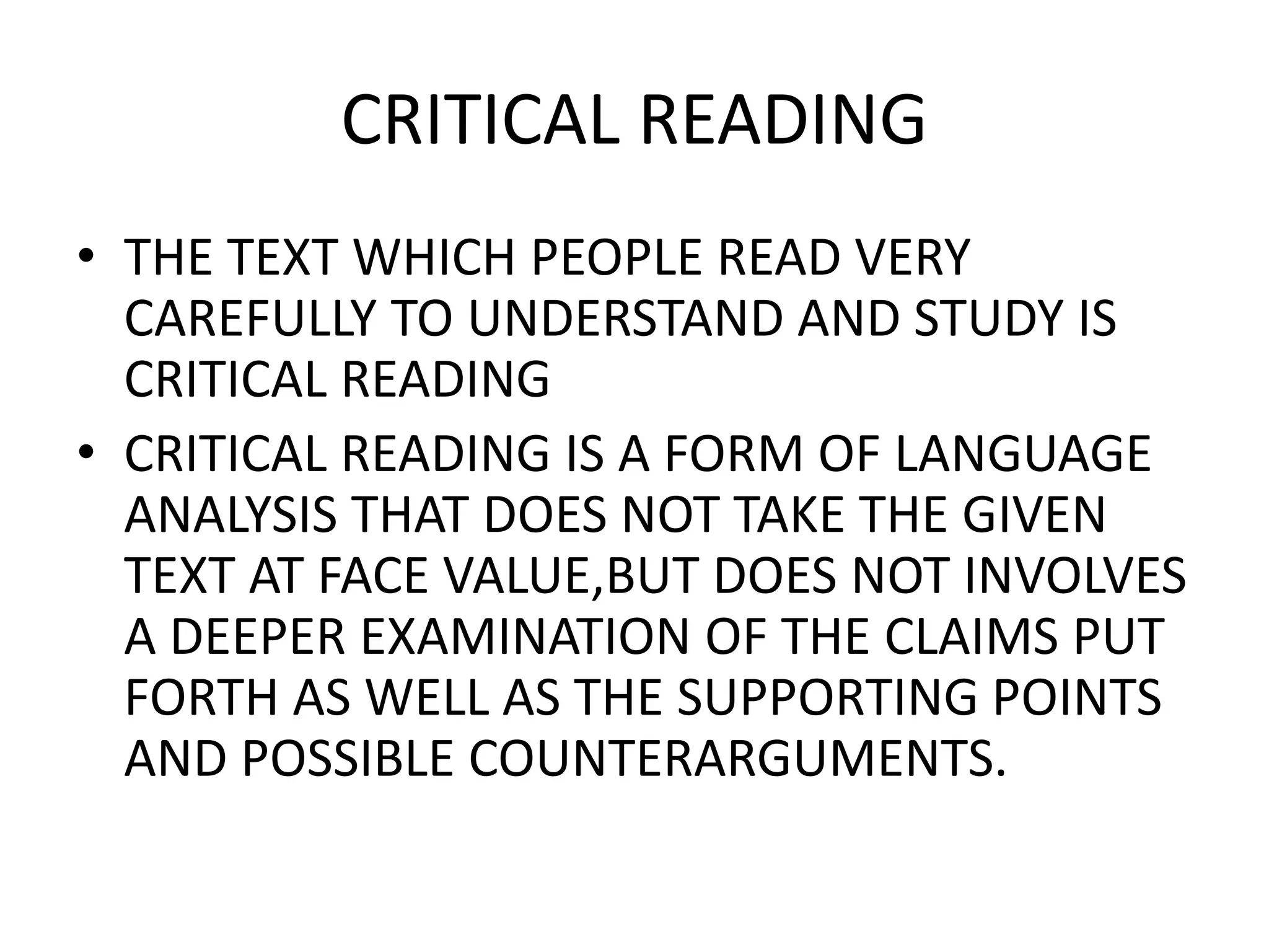 Skimming scanning & critical reading | PPTX