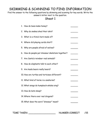 Skimming & scanning quiz | DOCX