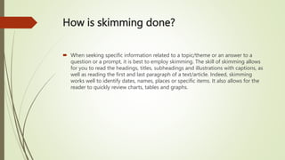 Skimming Scanning & summarizing.pptx | Search | Internet
