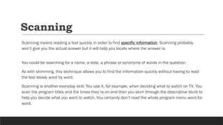easy explanation to do scanning and skimming | PPTX