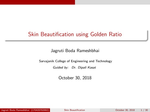 Skin beautification using golden ratio | PPT