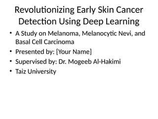 Skin Cancer detection AI Thesis Presentation | PPTX