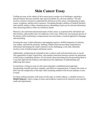 Skin Cancer Essay | PDF | Agriculture | Industries