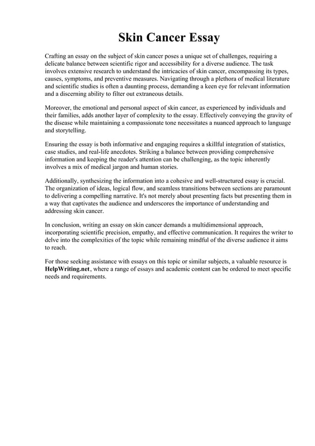 Skin Cancer Essay | PDF | Agriculture | Industries