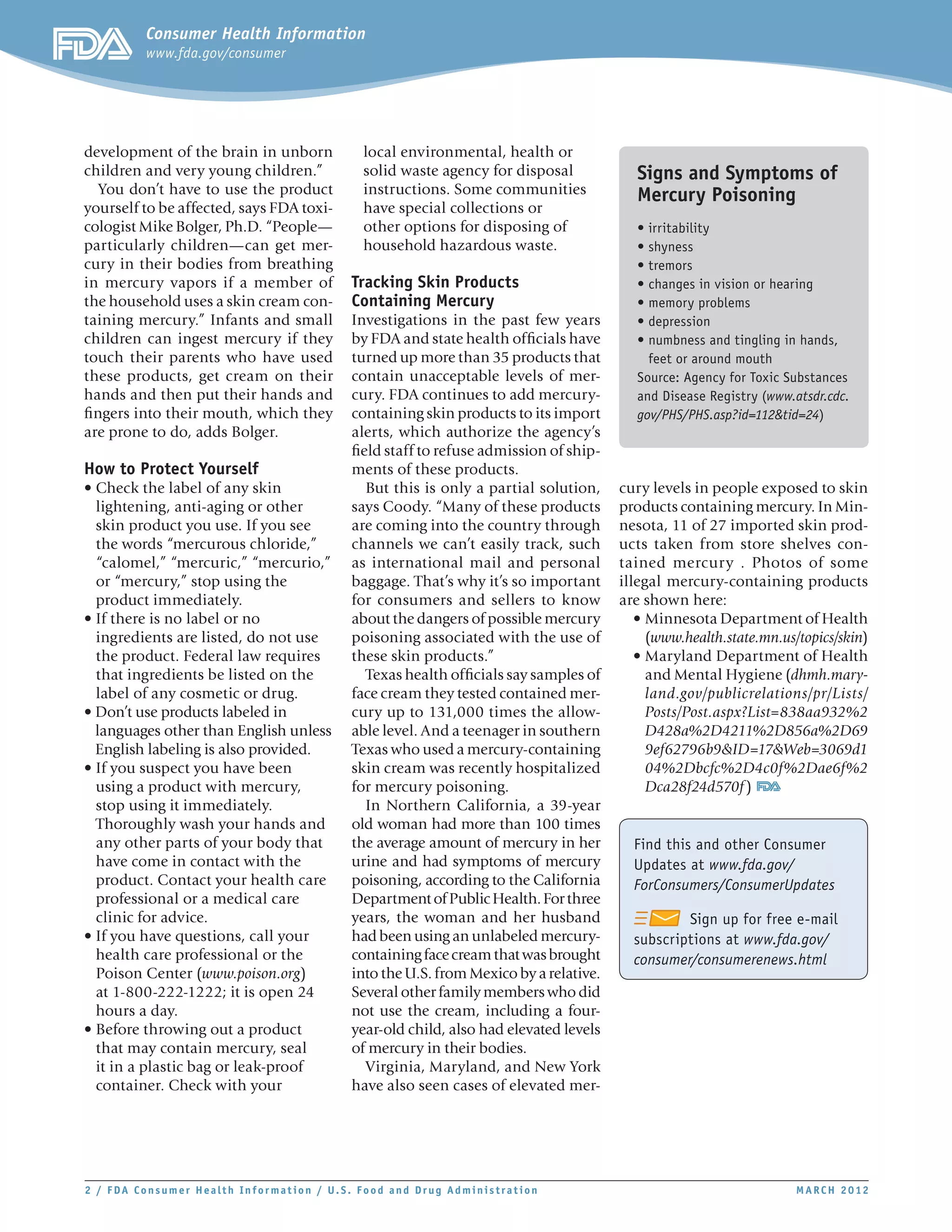 Mercury Poisoning Linked to Skin Products | PDF