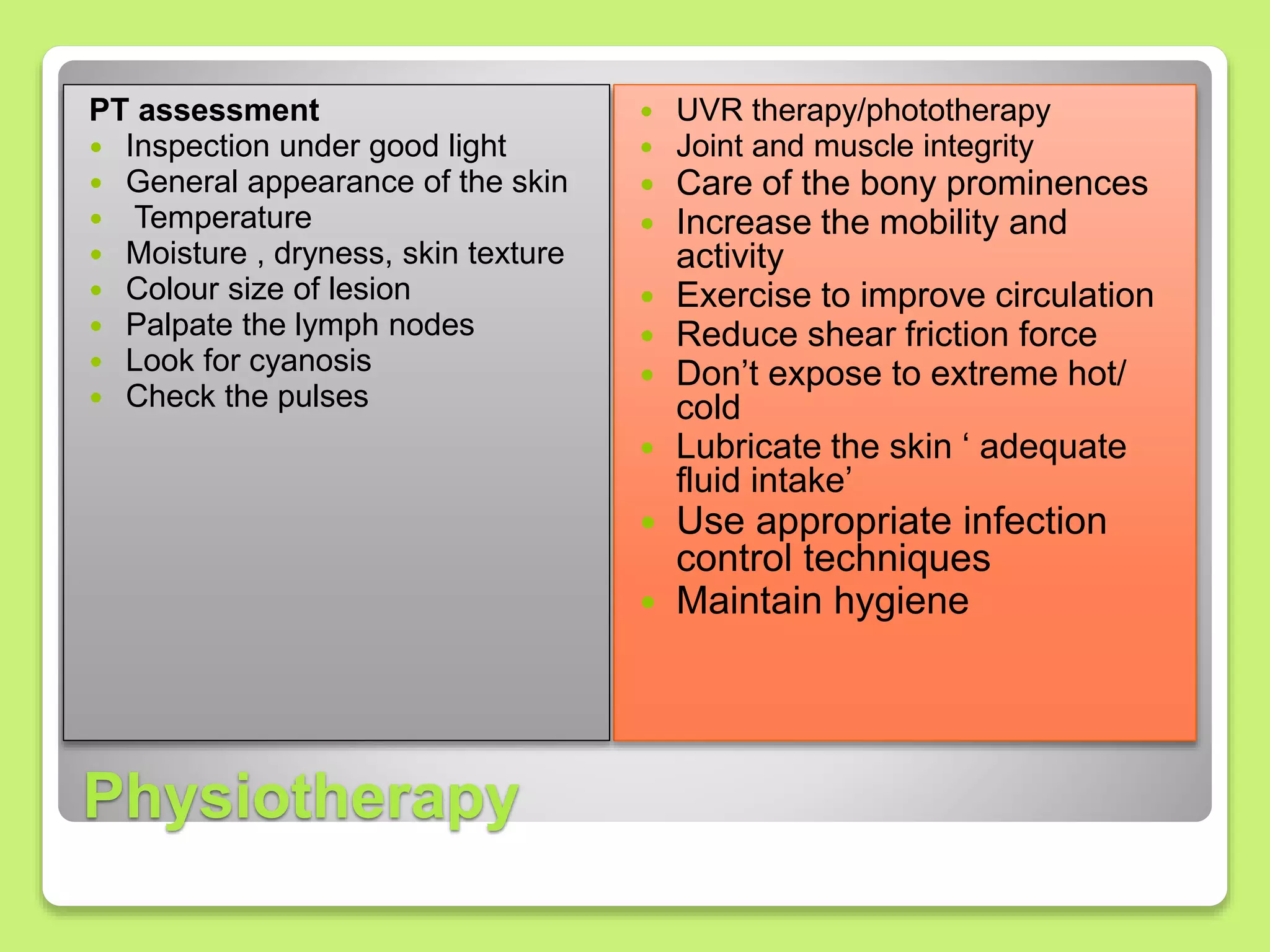 Skin disorders-physiotherapy | PPTX