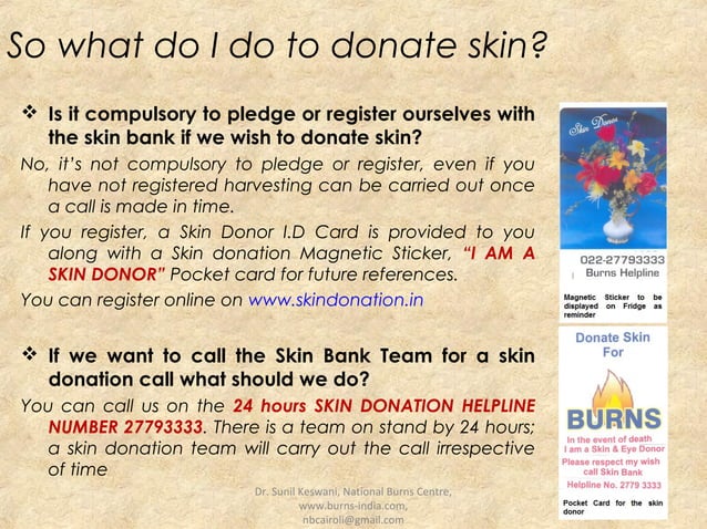 Skin donation awareness presentation new by Dr. Sunil Keswani, National ...