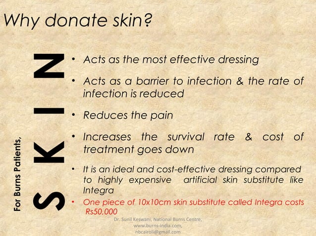 Skin donation awareness presentation new by Dr. Sunil Keswani, National ...