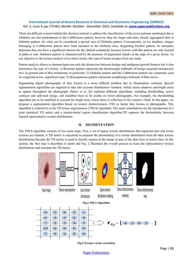 Skin Lesion Segmentation Using Tdls Algorithm And Pattern