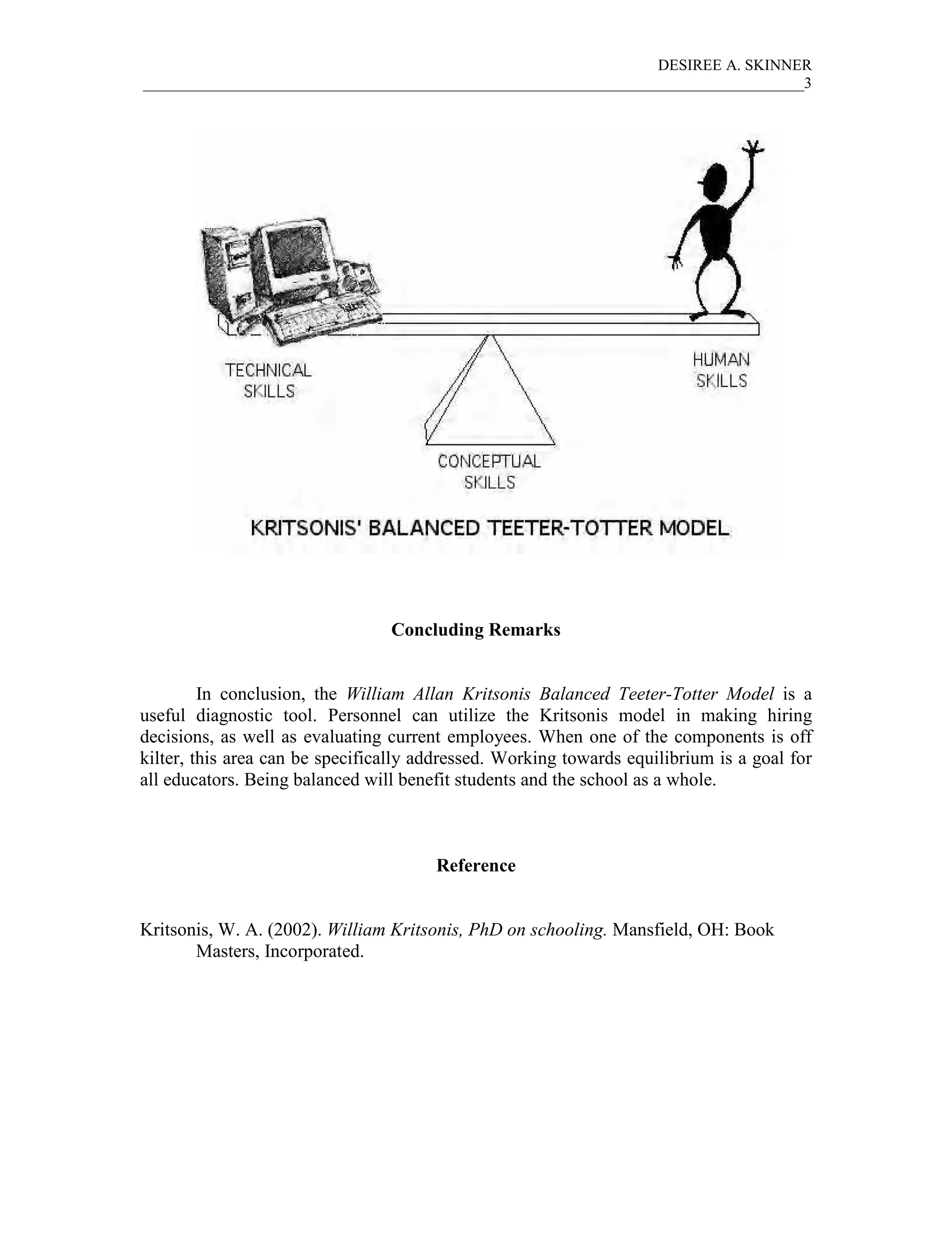 Skinner Desiree A The Kritsonis Balanced Teeter Totter Model | PDF