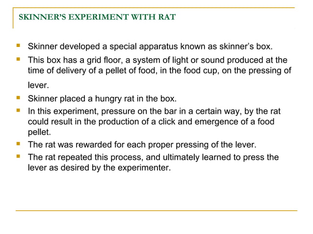 Skinner’s operant conditioning theory | PPT | Science