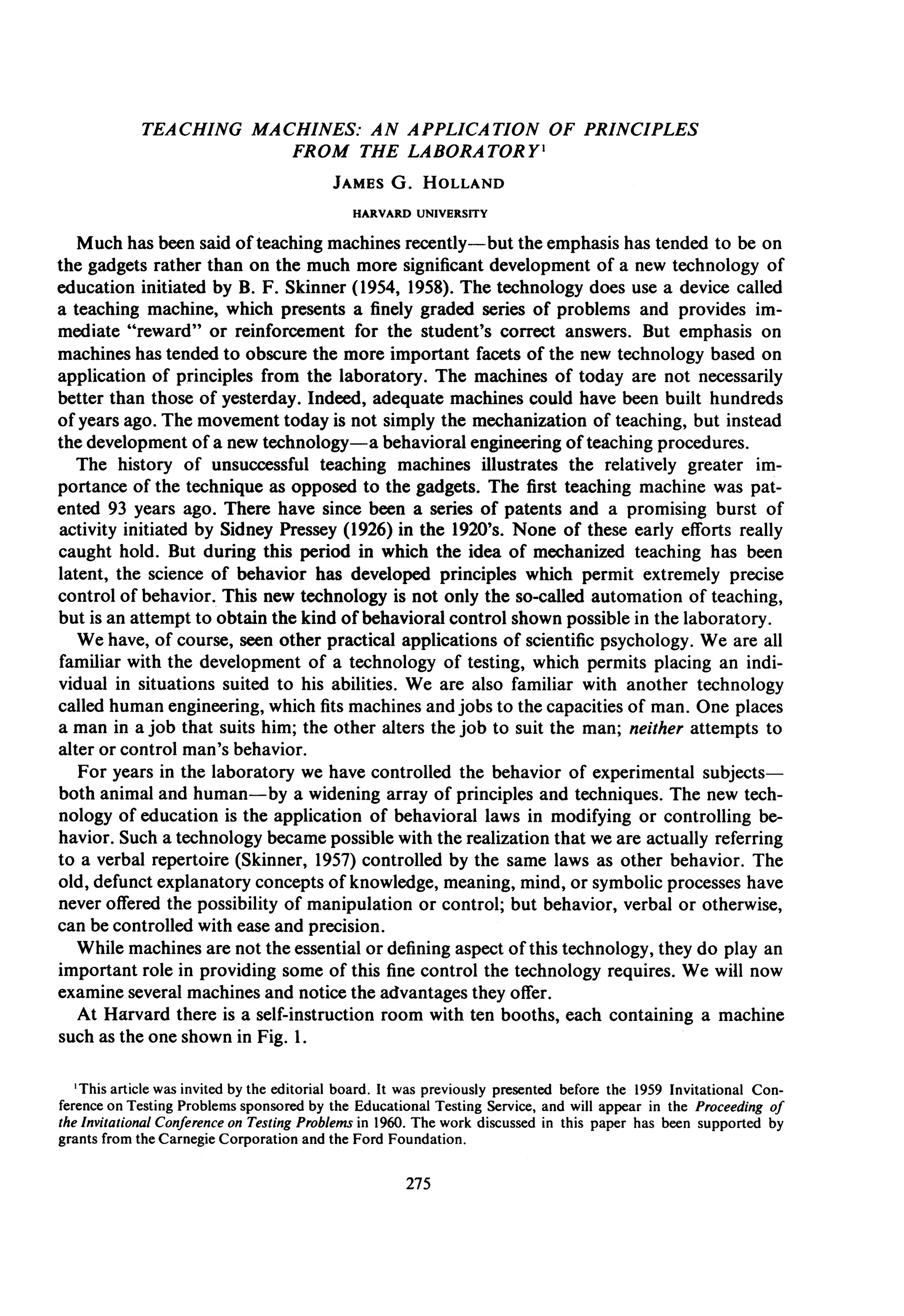 Skinner teaching machine | PDF