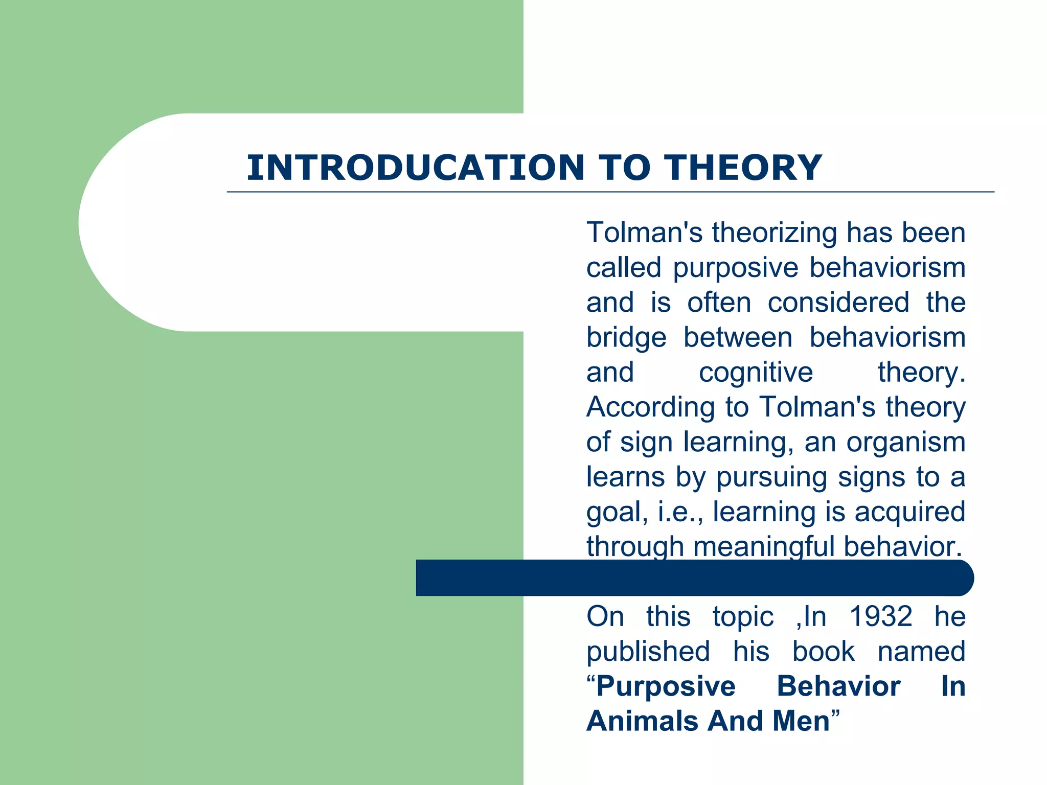 Tolman theory of learning | PPT