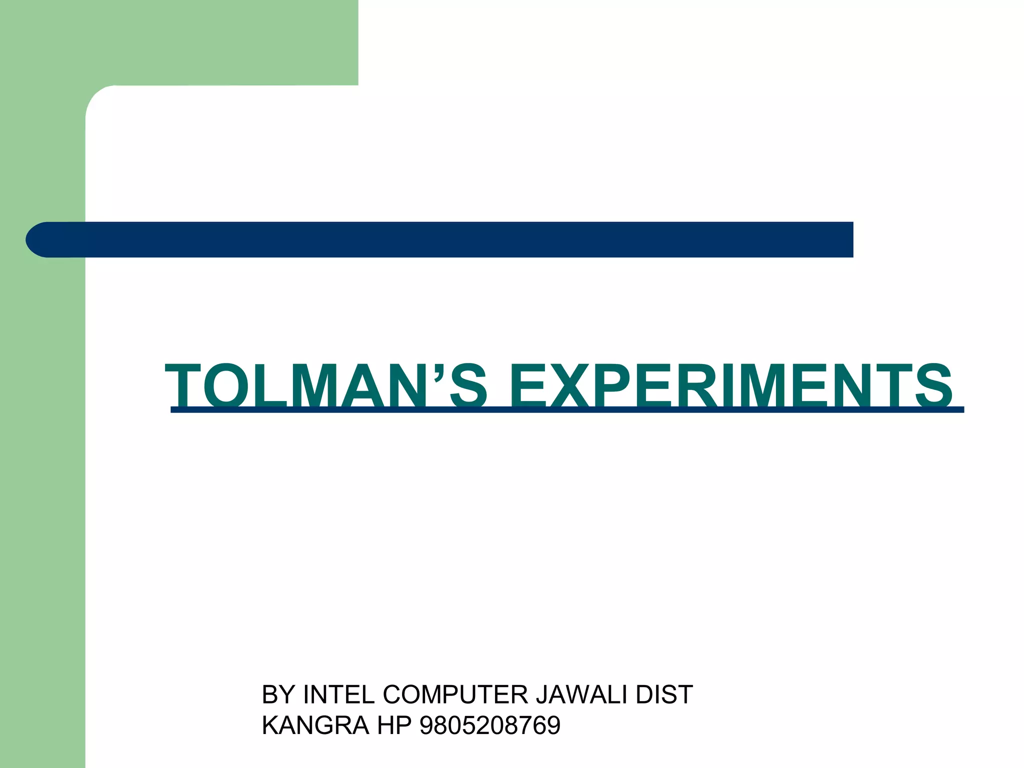 Tolman theory of learning | PPT