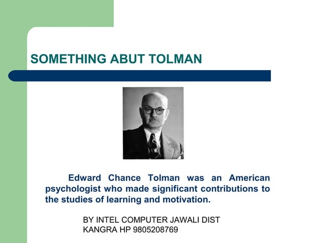 Tolman theory of learning | PPT | Science