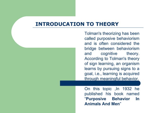 Tolman theory of learning | PPT | Science