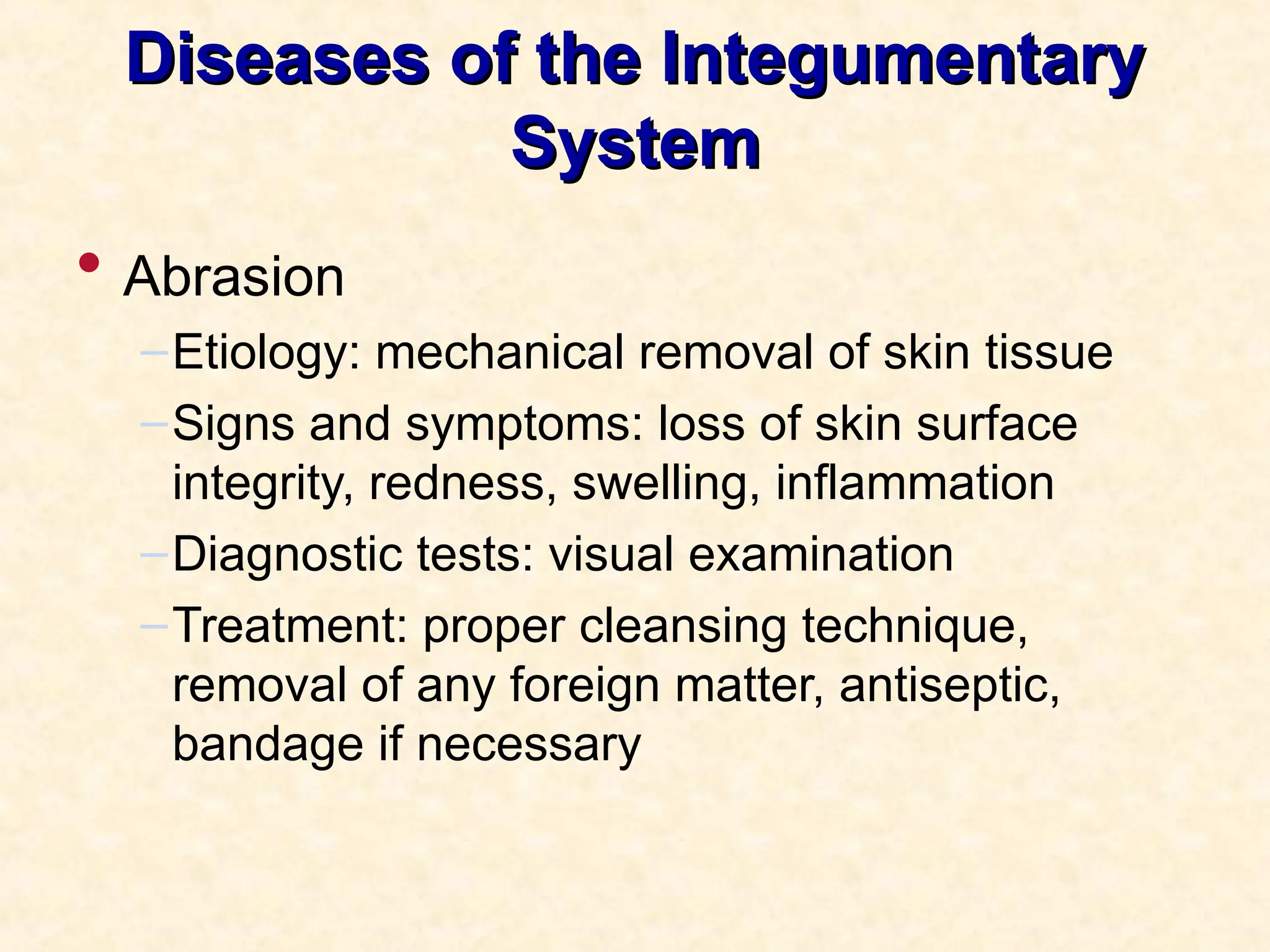Skin Pathology (Disease of the Integumentary System) | PPT
