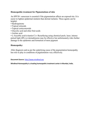 Skin pigmentation and its homeopathic treatment | DOC