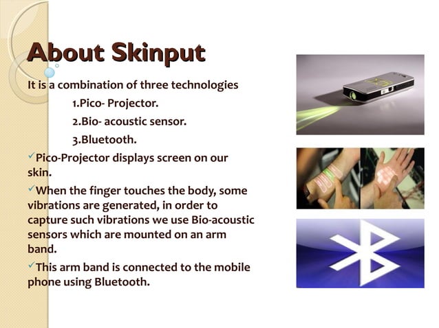 Skinput technology | PPT | Computer Peripherals | Computing