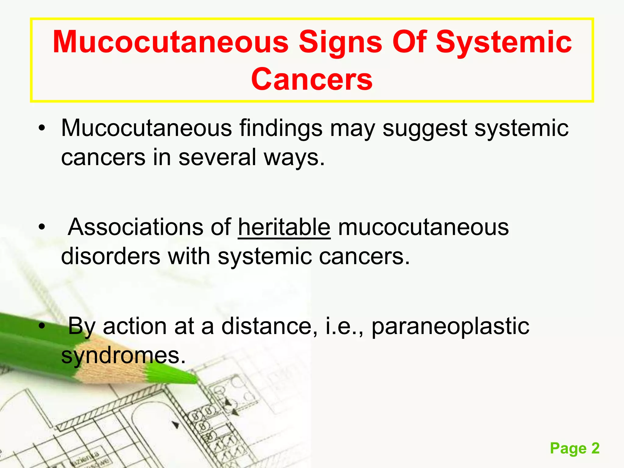 Skin Signs Of Systemic Cancers | PPT