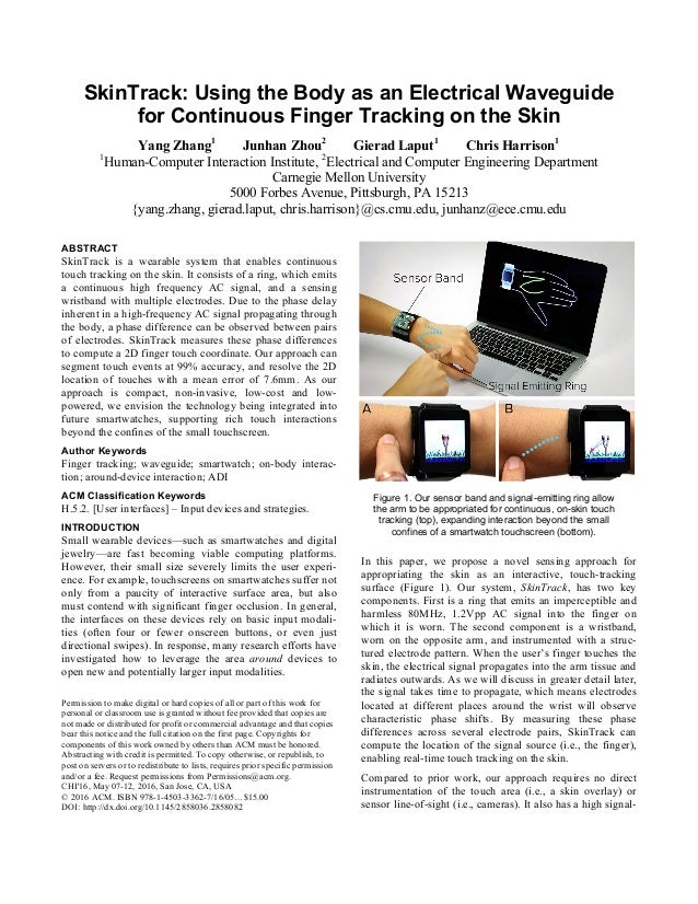 Skintrack: Finger Tracking on the Skin