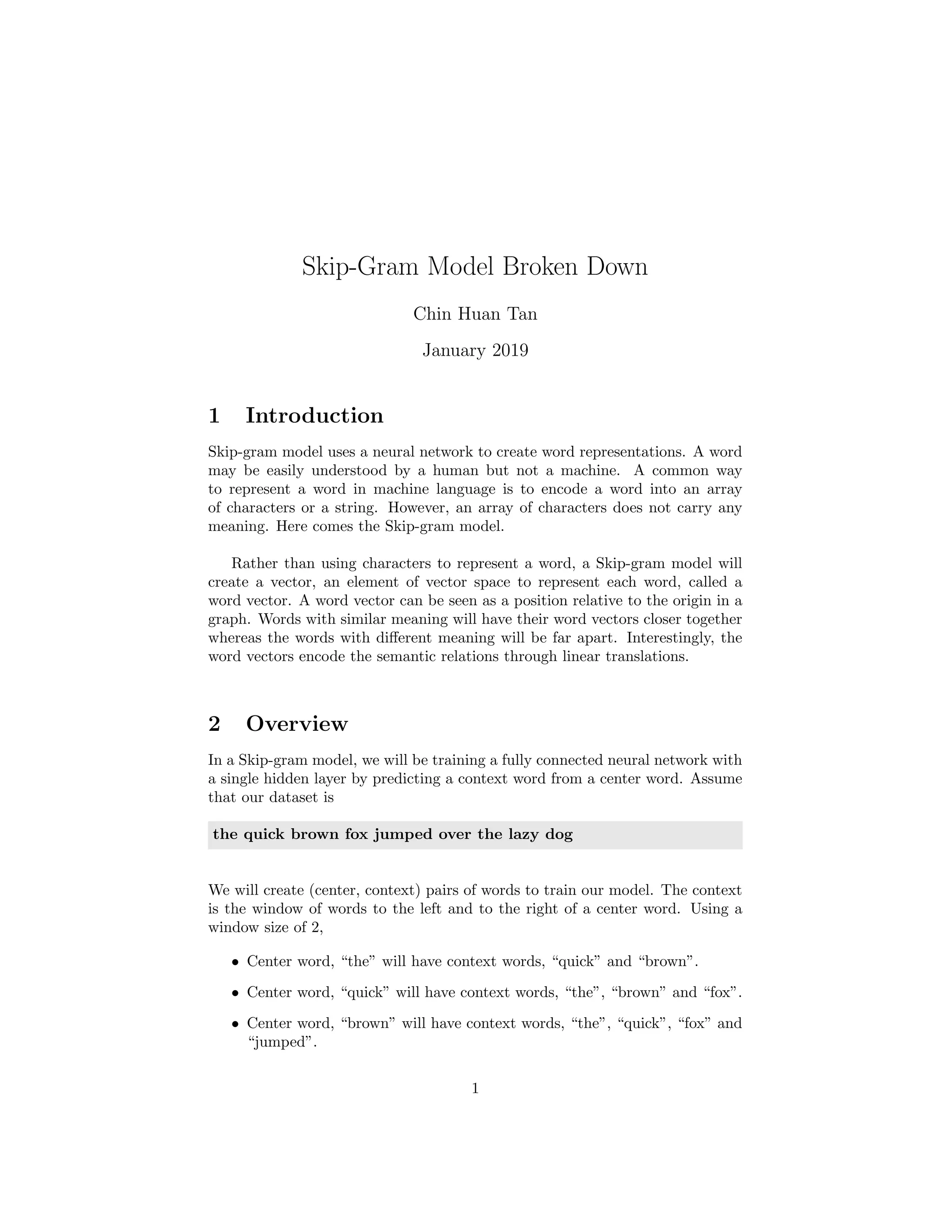 Skip-gram Model Broken Down | PDF