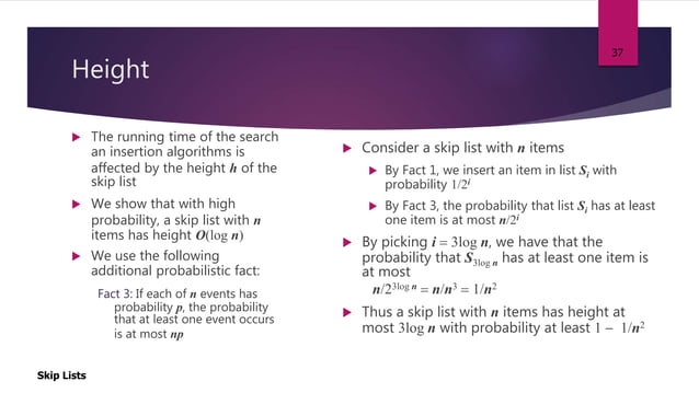 Skip lists (Advance Data structure) | PPTX